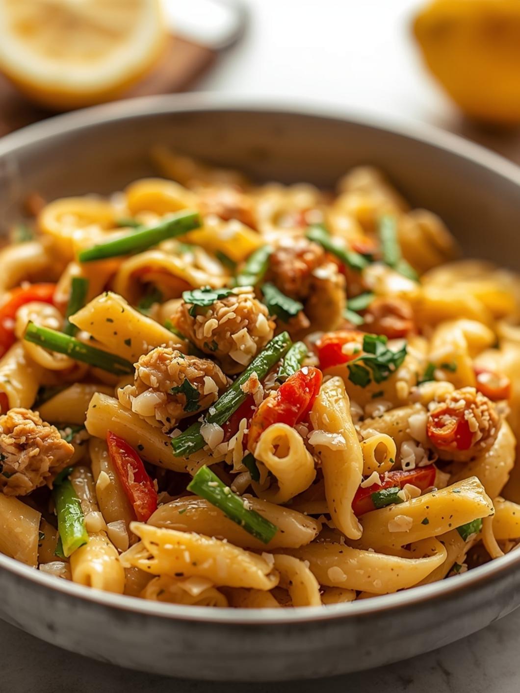 Zesty Lemon Chicken Pasta Primavera Recipe